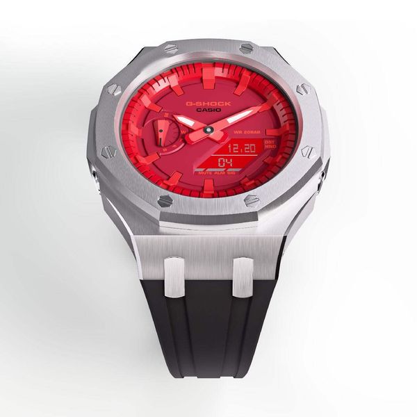 Casioak Mod Custom Watch Casio G-Shock GA-2100-4A Metal Case Red Dial ...