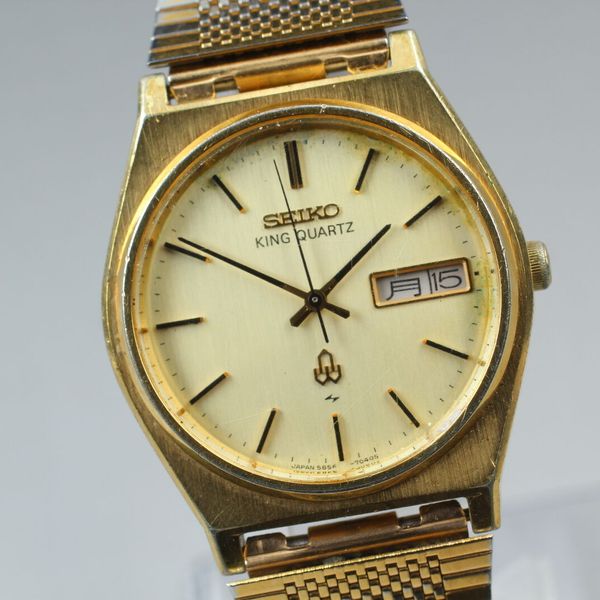 [Exc+4] Vintage 1978 Seiko King Quartz 5856-7030 Gold Day/Date Men's ...