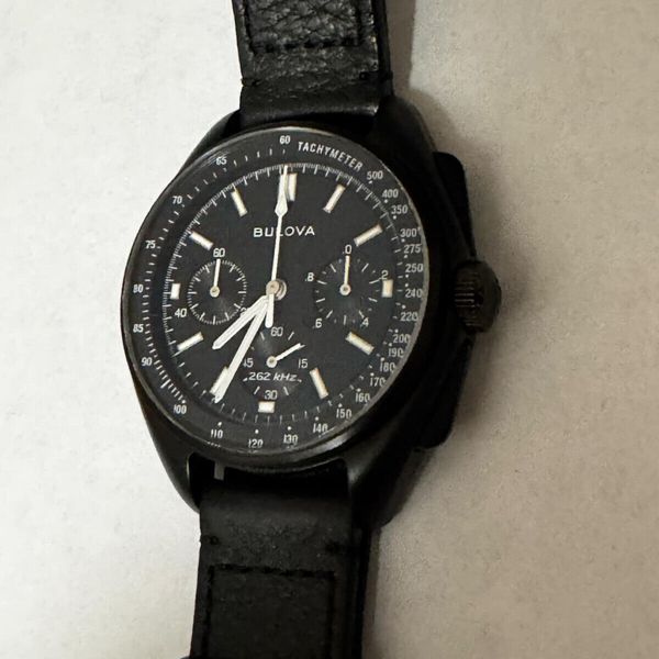 Bulova Lunar Pilot Special Edition Moon Apollo Chronograph Black Dial ...