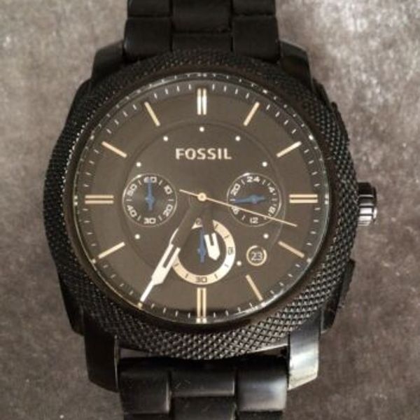 Fossil FS-4487 250909 Black Stainless Steel Watch-Works/New Battery LTS ...