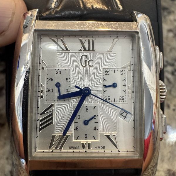 Guess Swiss Collection Men's Chrono Tank Watch Gc40500 Leather Band ...