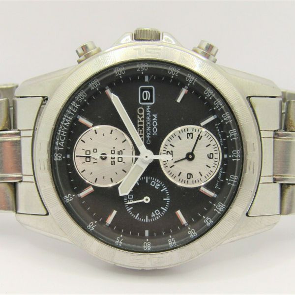 Seiko SND513 'PANDA' 7T92-0FE0 Chronograph Pilot Tachymeter Gents ...
