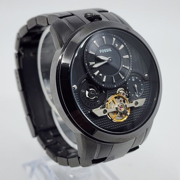 Fossil Twist Automatic Skeleton Black Gold Chronograph ME1131 ...