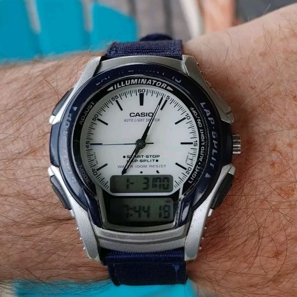 Rare CASIO WS 300 Analog/Digital Watch-Purple/Silver/Black-New Battery ...