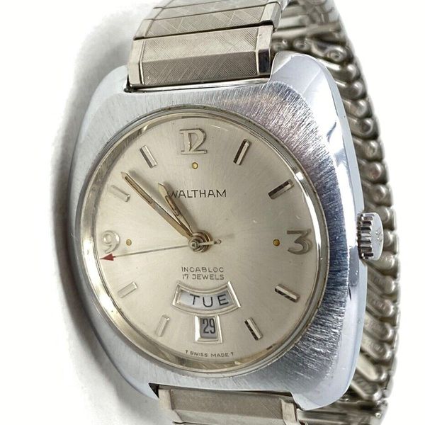 Vintage Waltham Incabloc 17 Jewels Swiss Made Day Date Wrist Watch WORKS CLEAN! | WatchCharts ...