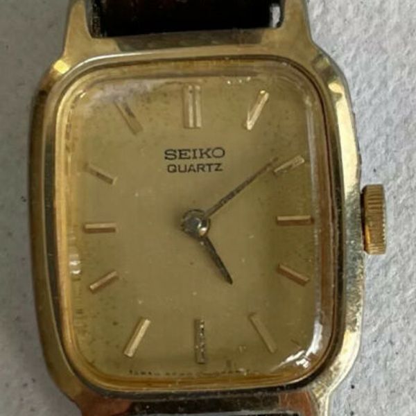 Vintage Ladies Seiko Quartz Watch Gold Colour Case And Face Brown Leather Strap | WatchCharts ...