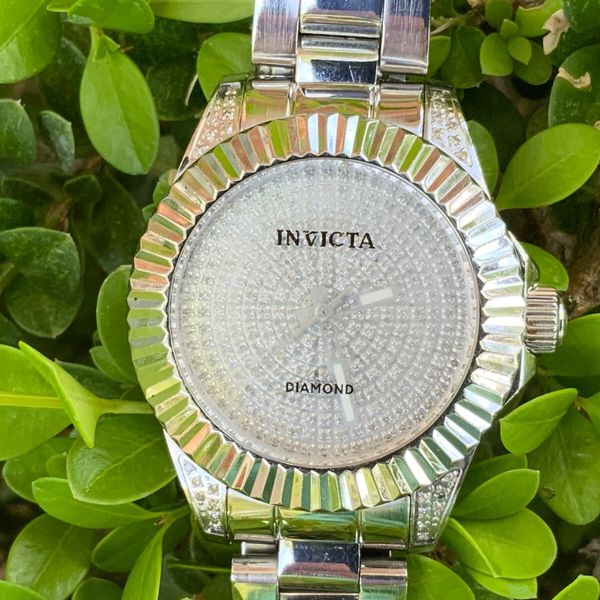 INVICTA PAVE DIAMOND DIAL DIAMOND LUGS SWISS QUARTZ 200M LADIES WATCH ...