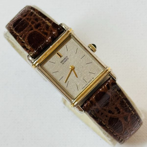 Vintage Seiko Women's Tank Watch Gold Palladium Plated Brown Leather 1400-524B | WatchCharts ...