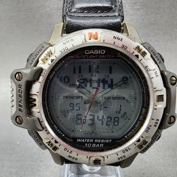 Casio Pro Trek PRT-500 Watch Men 48mm Analog Digital Gray Tone Round ...