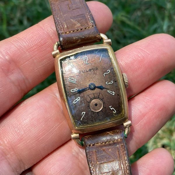 Vintage Mens Bulova Exploding Copper Dial Mechanical Watch Parts Repair ...