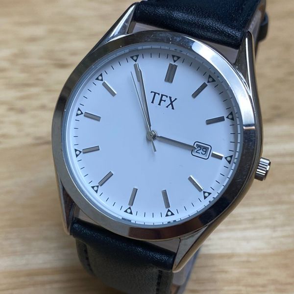 Unused TFX Bulova 36B104 Men Silver White Leather Analog Quartz Watch ...