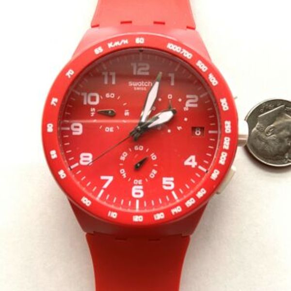 SWATCH Swiss Men's Watch RED Water 4 Jewels SR936SW New Battery ...