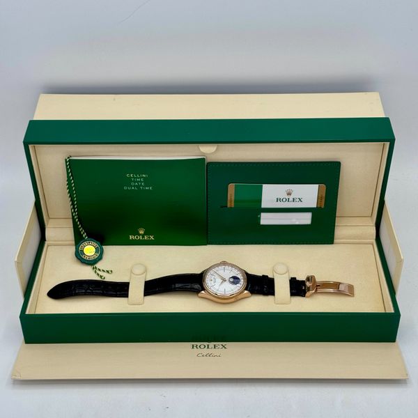 FSOT:2018 Rolex Cellini Moonphase 39mm 50535 Rose Gold White Dial ...