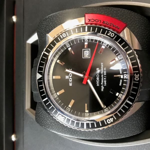 Edox Hydro Sub - Black/Red 46mm | WatchCharts Marketplace