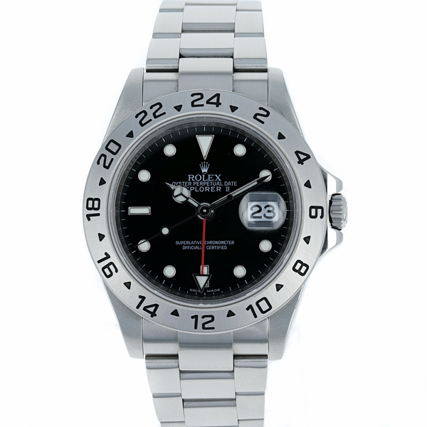 SOLD Rolex Explorer II 16570 T GMT No Holes c. 2008 Oyster Steel 40 mm ...