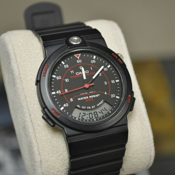 NOS CASIO AW-10 ANALOG/DIGITAL THERMOMETER WATCH VINTAGE 1985 BRAND NEW ...