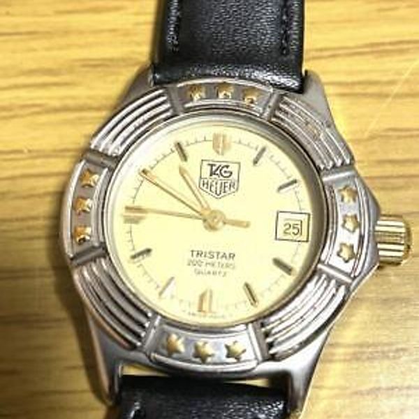 Tag Heuer Tristar Watch Ladies 28mm Quartz Vintage Date Gold Dial ...