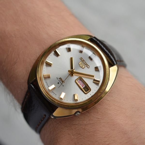 November 1968 Vintage Seiko DX Automatic Gold Sunburst Dial Leather ...