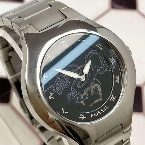 Fossil BIG TIC Stainless Steel Dragon Watch Flashing Chinese Numbers JR ...