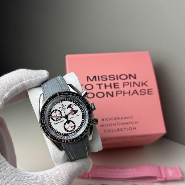 Swatch Moonswatch 'Mission To Pink MoonPhase' Metal Case Mod | 40mm ...