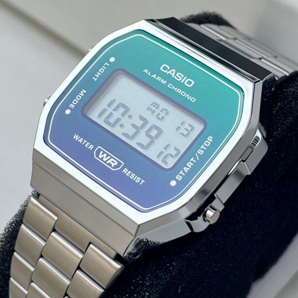 CASIO A168WER-2AEF UNISEX SILVER DIGITAL ANALOGUE BLUE FUSION DIAL RETRO WATCH | WatchCharts ...