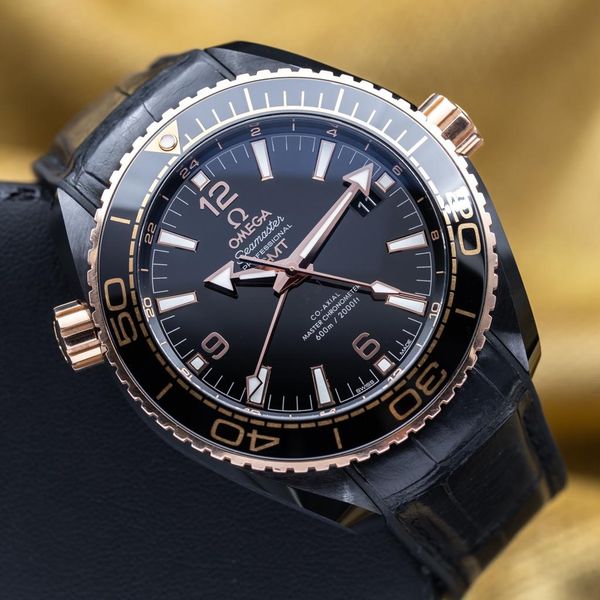 FSOT: Omega Seamaster Planet Ocean 600M Black Ceramic Sedna Gold GMT 45 ...