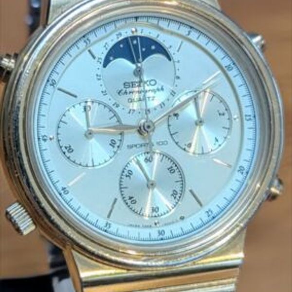 Rare Vintage Seiko 7A48-5000 Moon phase Chronograph Watch 1986 ...