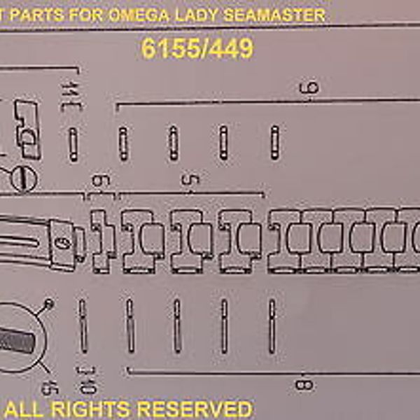 OMEGA SEAMASTER BRACELET PARTS LADY POLARIS 6155/449 6155 LINK/PIN ...