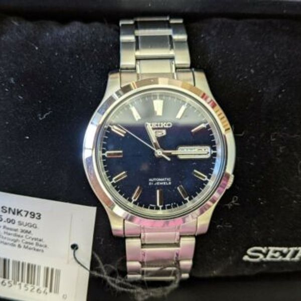 SEIKO 5 Men's SNK793 Automatic Stainless Steel Watch with Blue Dial ...