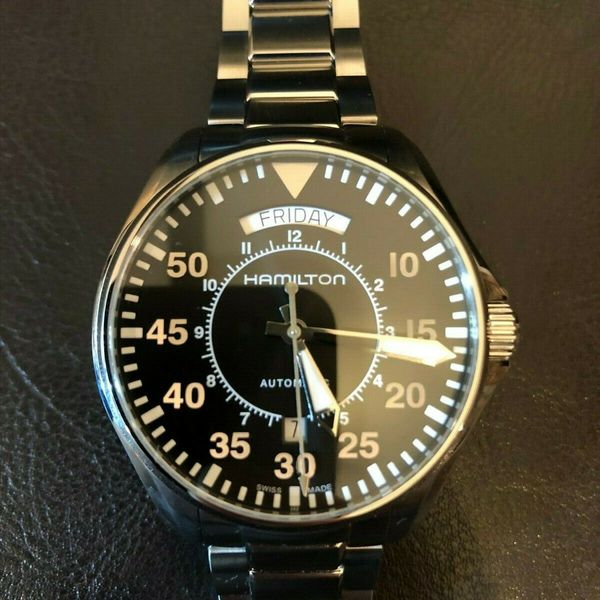 Hamilton Pilot Day Date Automatic Black Dial Men's Watch 42mm ...