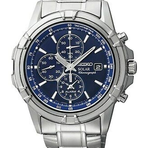 Seiko Solar Chronograph Blue Dial Stainless Steel Men's Watch SSC141 ...