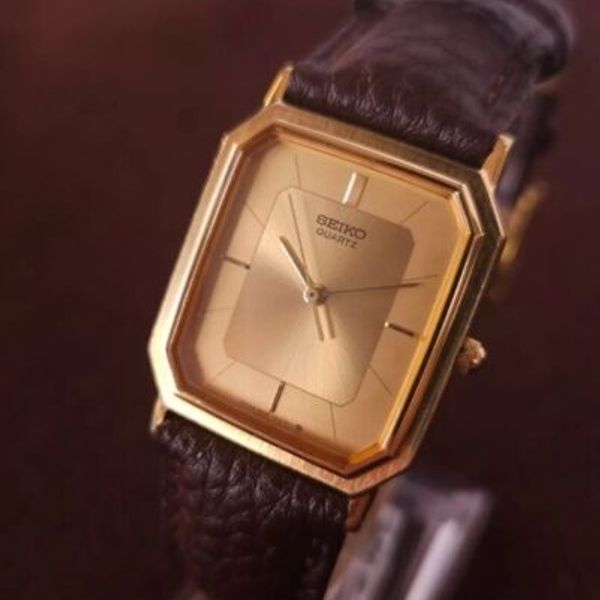 Vintage Seiko Rectangular Mens Gold Octagonal Watch - 9021-5250 - Made ...