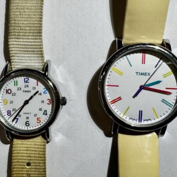 Two Ladies Indiglo Timex Battery Rainbow Face Colors Watches ...