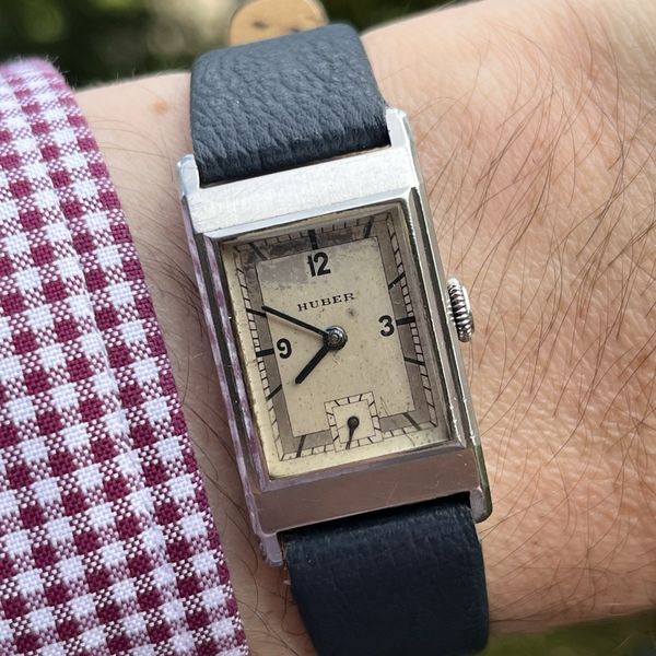 Vintage Art Deco Huber Munich Watch Watch Steel 20x36mm Longines Munich ...