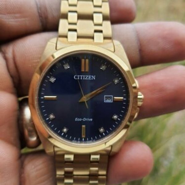 Citizen Corso Diamond Blue Dial Eco-Drive Gold-tone S/S/C Men's Watch ...