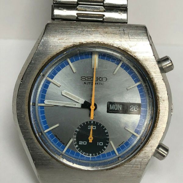 Vintage Seiko Automatic 17 Jewels Watch Multi function Silvery Blue ...