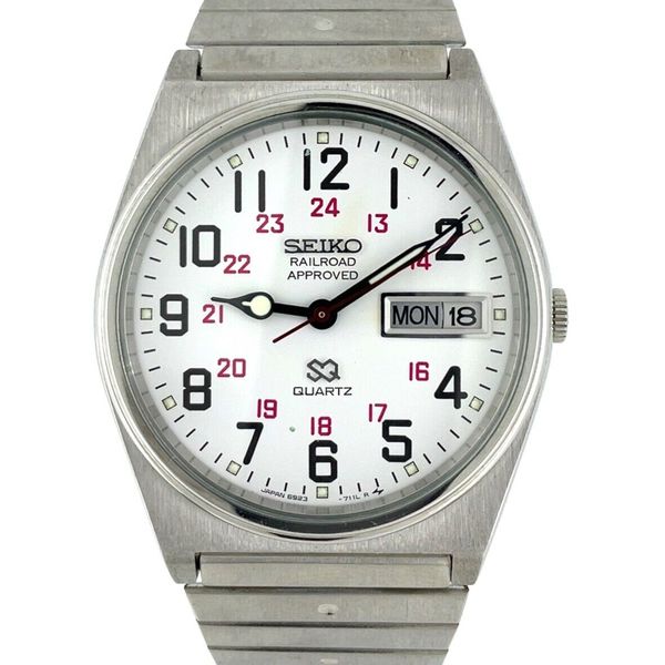 Vintage Seiko Railroad Approved Quartz Watch 6923-7039 Menâ s Day/Date ...