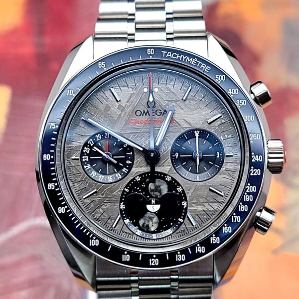 Omega Meteorite Speedmaster Moonphase Grey Dial Blue Bezel - Just ...