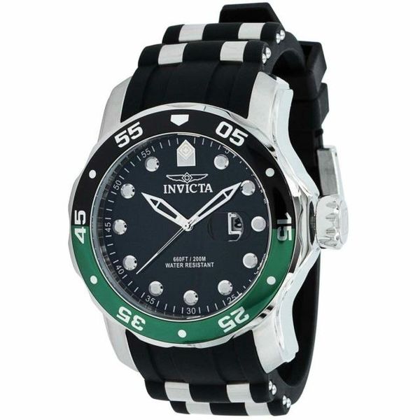 Invicta Men's Watch Pro Diver Quartz Black Dial Steel and Rubber Strap ...