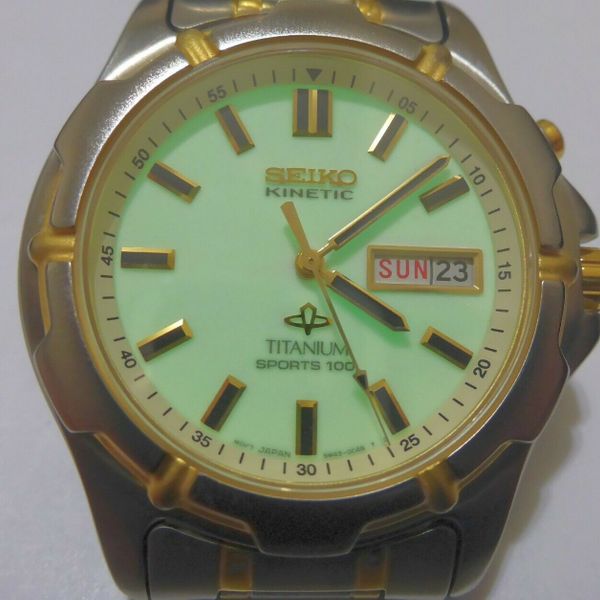 SEIKO KINETIC TITANIUM SKJ076 SPORTS 100 LUMIBRITE DIAL 5M43 MEN’S ...
