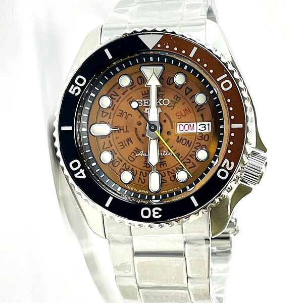 Seiko 5 sports automatic SRPJ47 steel translucent orange dial new Japan ...