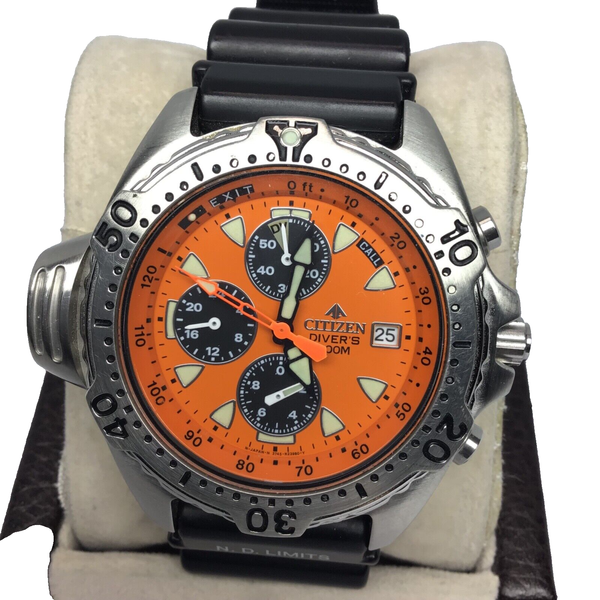 Citizen Promaster 3745-S012821 Orange Dial Chronograph Men's Watch ...