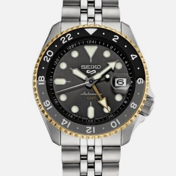 Seiko 5 Five Sports SSK021 SKX GMT Automatic Watch 100m Gold Bezel Made ...