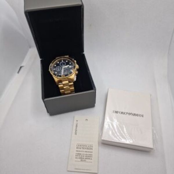 Emporio Armani AR5857 Stainlees Steel Chronograph Men's Watch - Gold ...