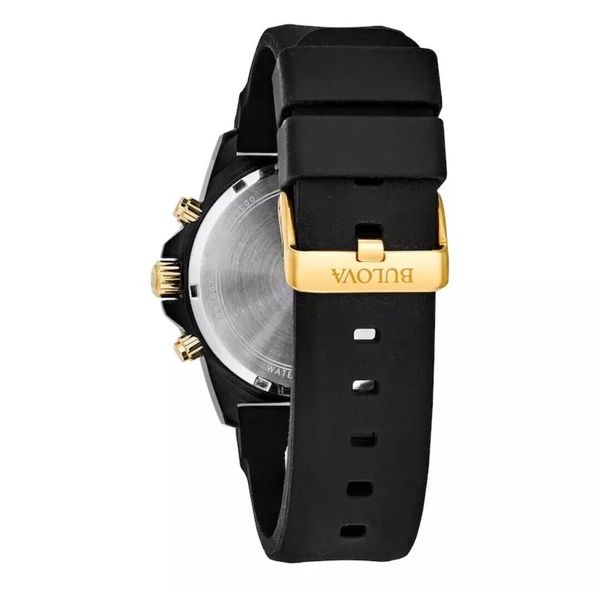 Bulova 98B278 Marine Star Black Dial Black Silicone Band Men's Watch ...