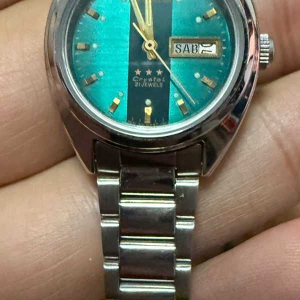 Vintage Orient Tri Star Womenâ s Watch NOS | Teal Dial | 90s Automatic ...