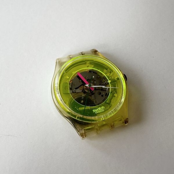 Vintage Swatch Watch 1986 GK101 Techno Sphere Quartz Green Skeleton ...