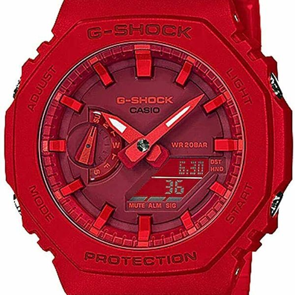 New Casio OAK G-Shock GA2100-4 A/D Digital Carbon Resin Red Men's Watch ...