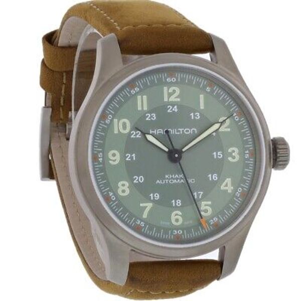 Hamilton Khaki Field Mens Green Dial Titanium Automatic Watch H70545560 ...