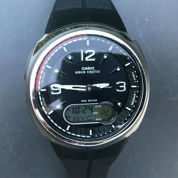 CASIO Wave Ceptor WVA-106HA (3747) Analog Digital 41mm watch New Band ...